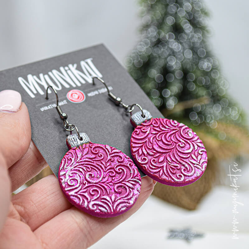 Praznični unikatni uhani | božična bunkica, Unikatni nakit Myunikat