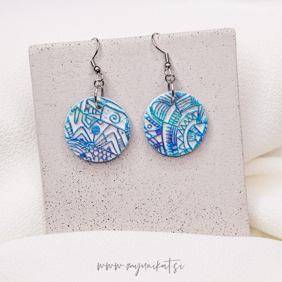 Unikatni uhani ABSTRAKT | modra, Unikatni nakit Myunikat