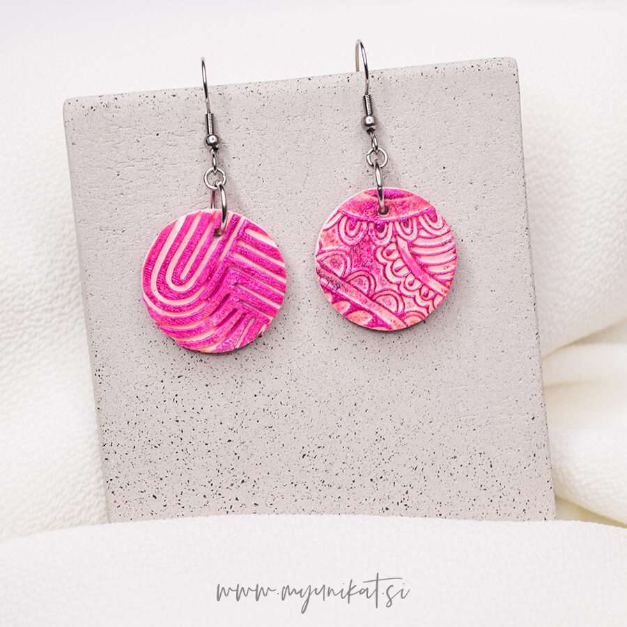 Unikatni uhani ABSTRAKT | roza, Unikatni nakit Myunikat