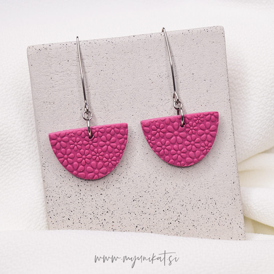 Viseči unikatni uhani | roza, Unikatni nakit Myunikat