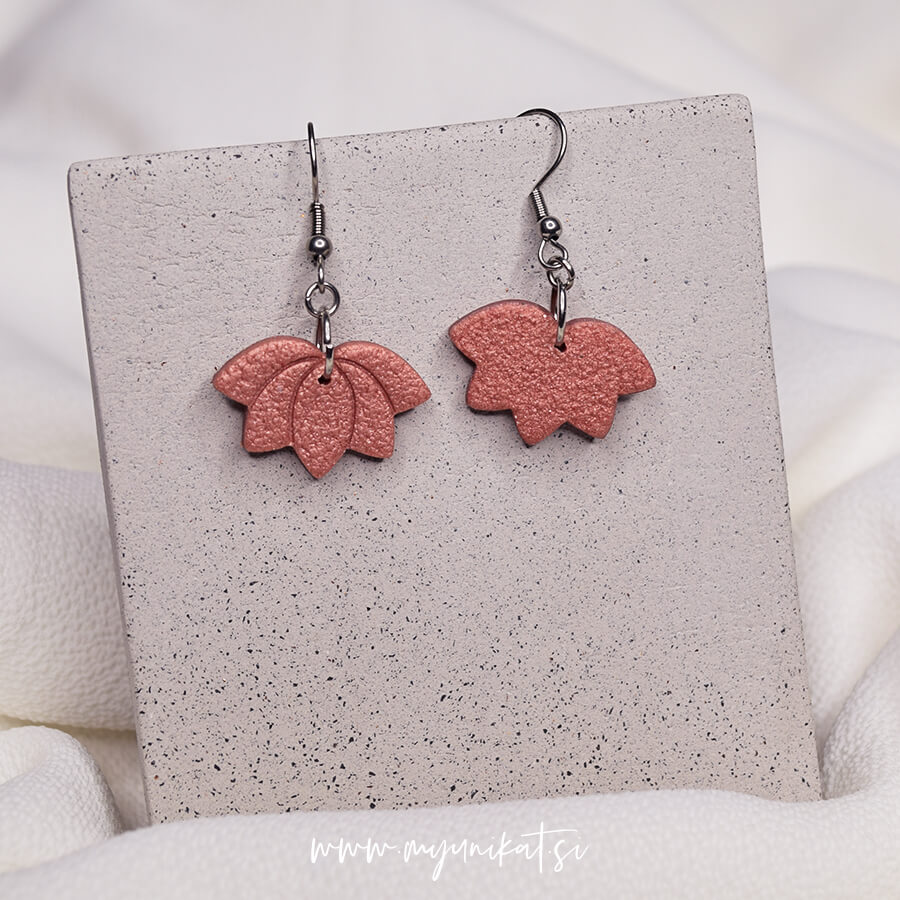 VISEČI unikatni uhani LOTUS | rose gold, Unikatni nakit Myunikat