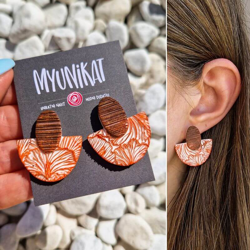Unikatni uhani | rjava-oranžna, Unikatni nakit Myunikat