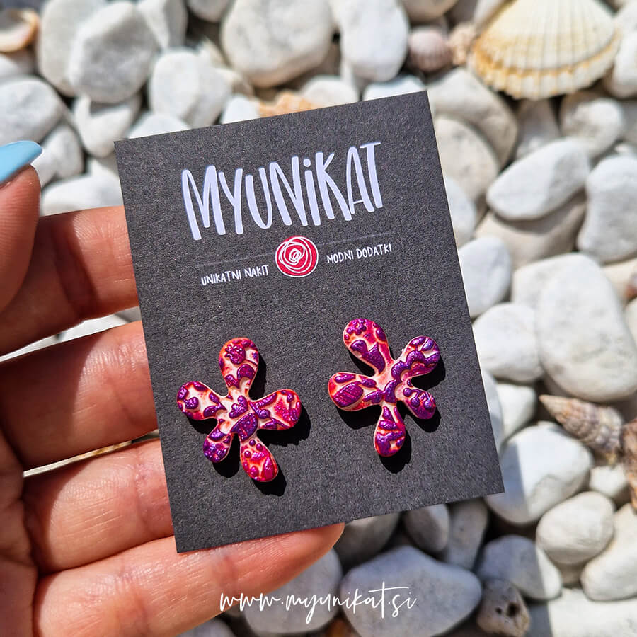 Unikatni uhani FLOWER | viola-roza, Unikatni nakit Myunikat
