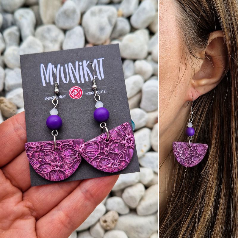 Unikatni uhani ABSTRAKT | viola, Unikatni nakit Myunikat